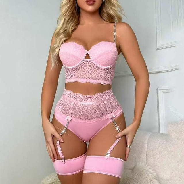 Becloth Garter Lingerie Set For Women With Underwire Two Piece Lace