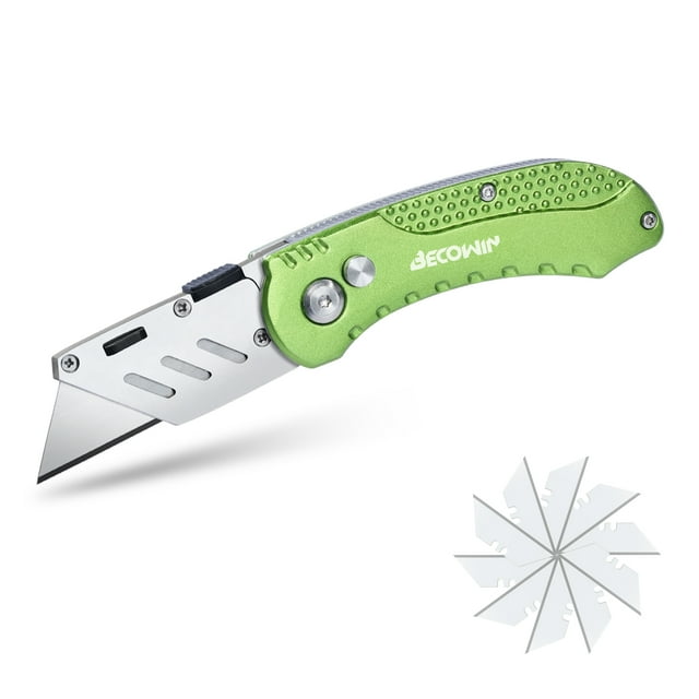 BECOWIN Folding Utility Knife Pocket Quick Change SK5 Blades Box Cutter ...