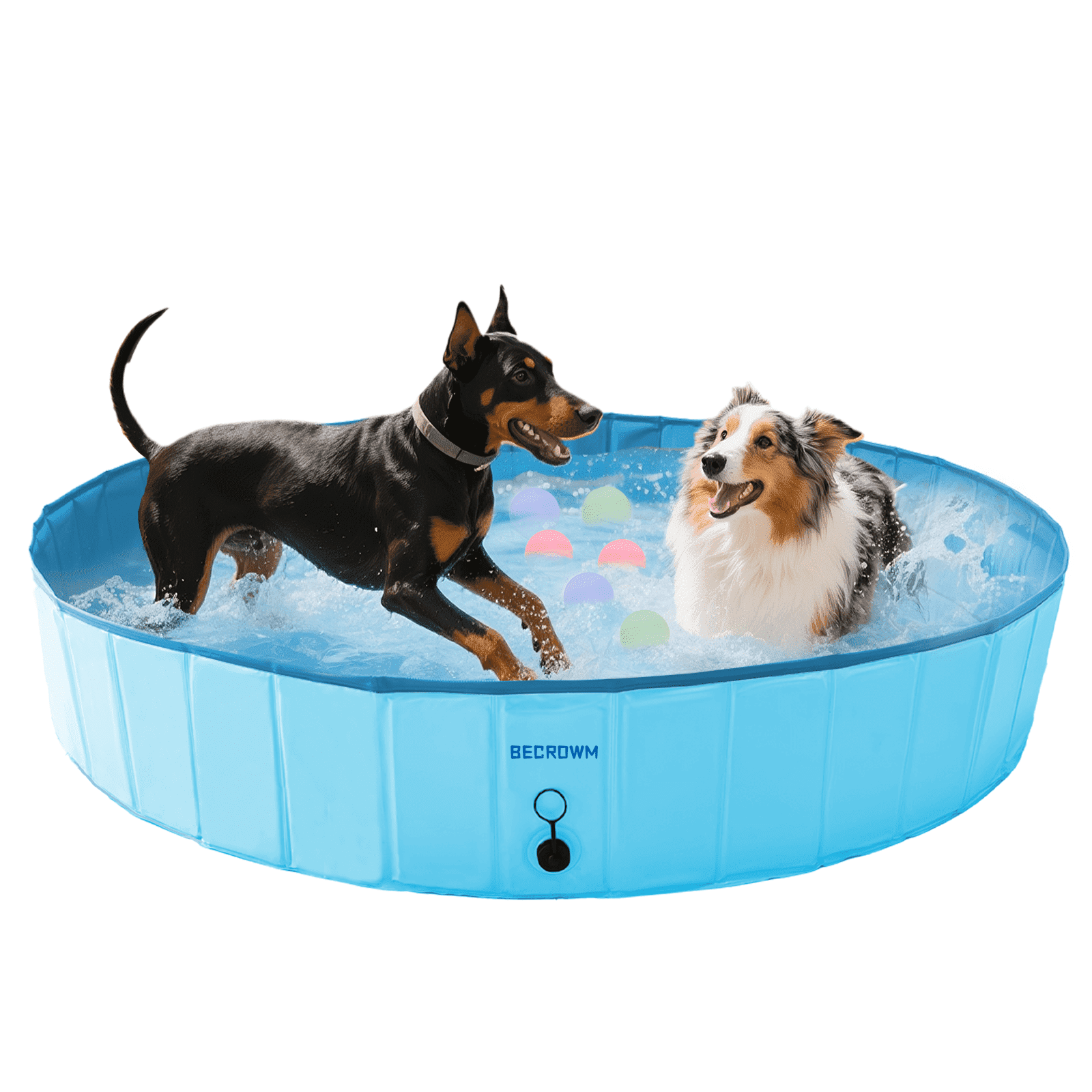 BECROWM Foldable Dog Pool,Outdoor Pools with 6 Silicone Balls,Portable ...