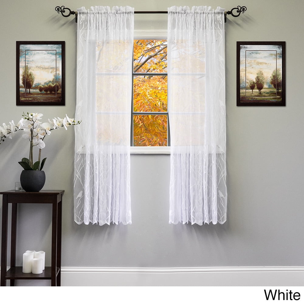 BED BATH N MORE White/Ivory 56-inch x 63-inch Knit Lace Bird Motif ...