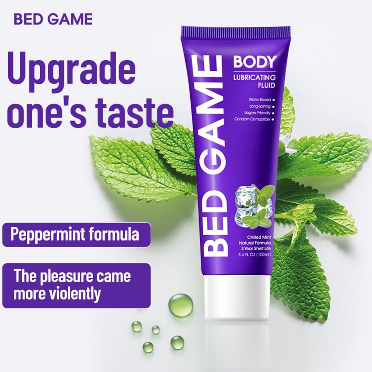 BED GAME Water-Based Personal Lubricant, No Rinse Peppermint Flavored ...