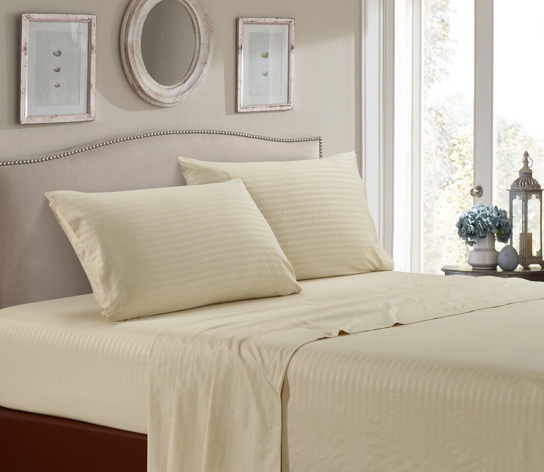 BED SHEETS 1800 Count Cotton Satin Feel Dobby Stripe - Assorted colors ...