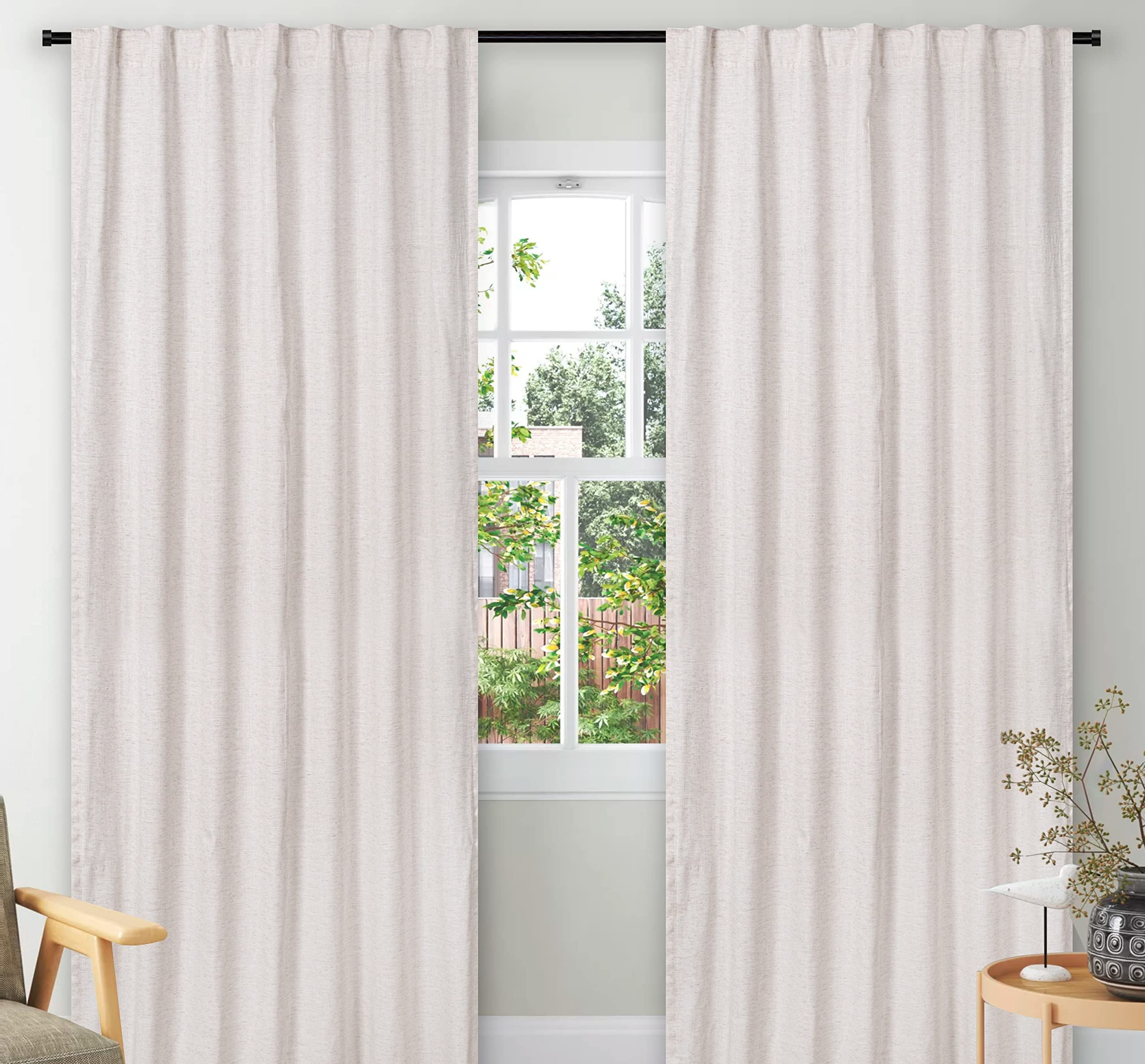 BEDDING CRAFT Flax Linen Cotton Panels Curtains for Living Room 50 x 72 ...