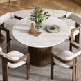 BEDEEP 43" Round Dining Table for 2-4 with Storage, Small Travertine ...