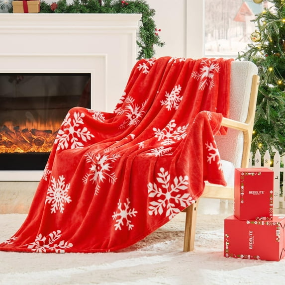BEDELITE Christmas Throw Blanket– Cozy Holiday Blanket with Red ...