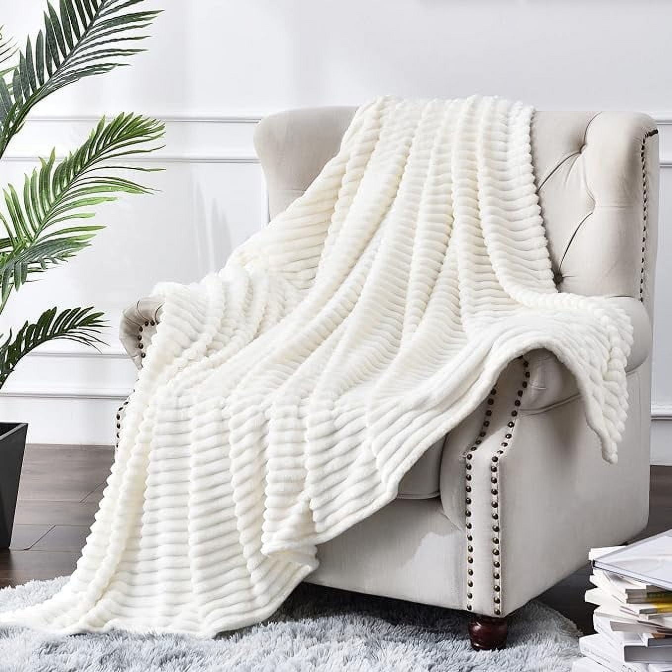 BEDELITE Fleece Blanket Twin Size – 3D Ribbed Jacquard Soft and Warm ...