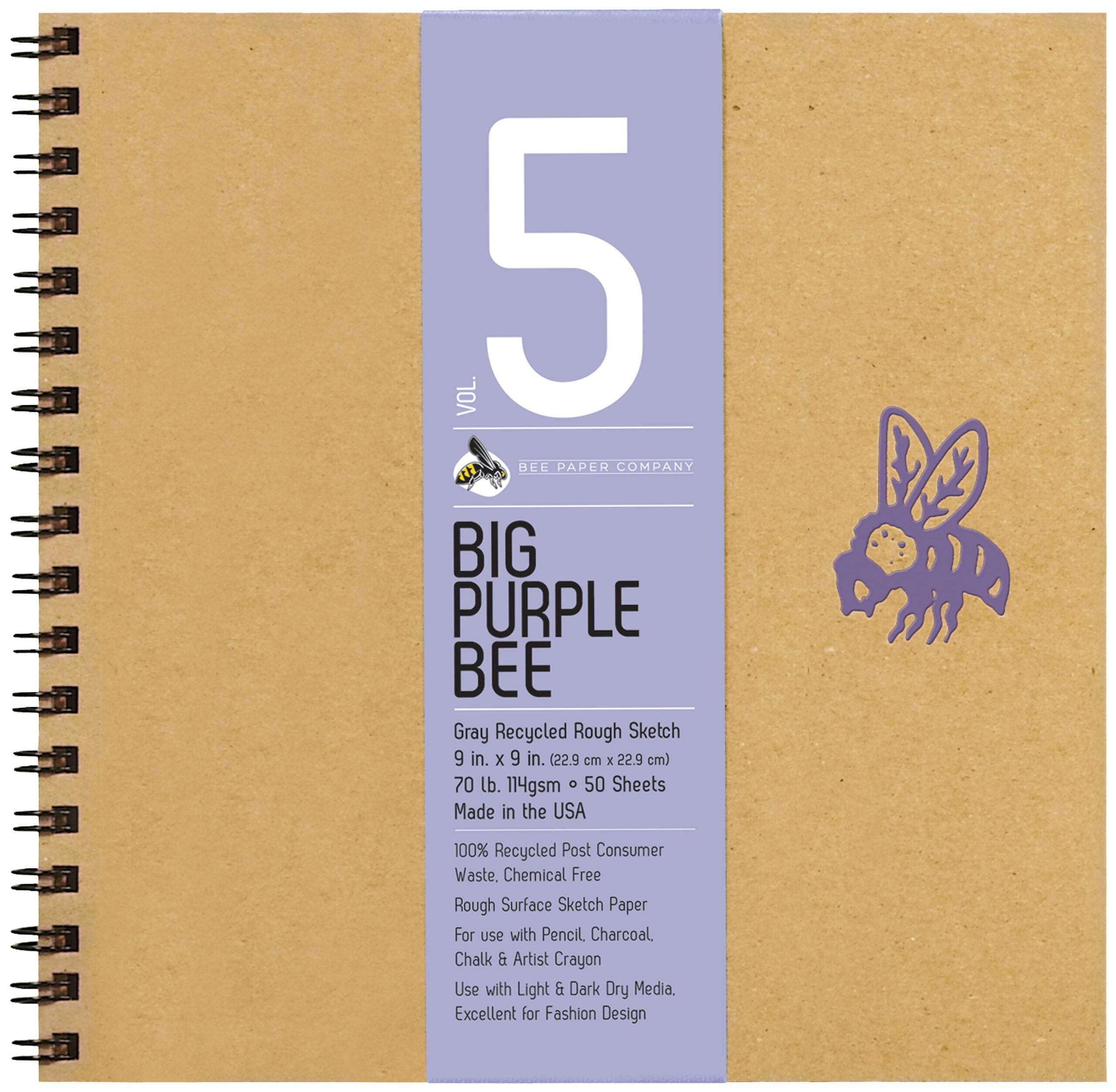 Bee Paper Big Purple Bee Gray Bogus Recycled Rough Sketch Journal ...