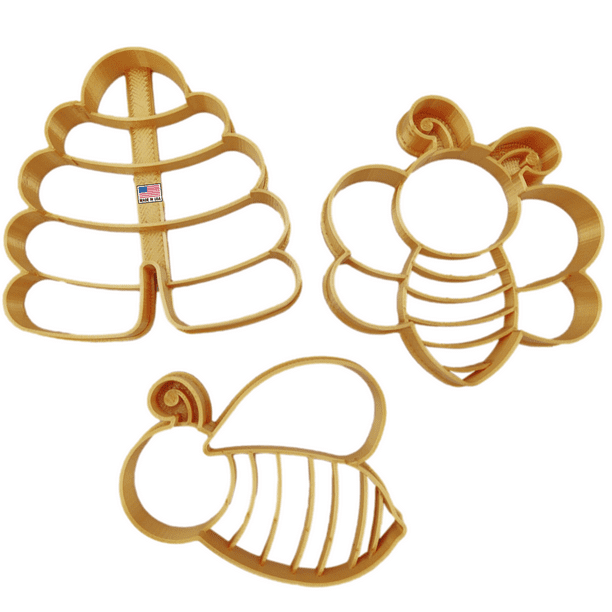 BEE COOKIE CUTTERS WITH BEEHIVE Adorable Detailed Front View And Cute ...