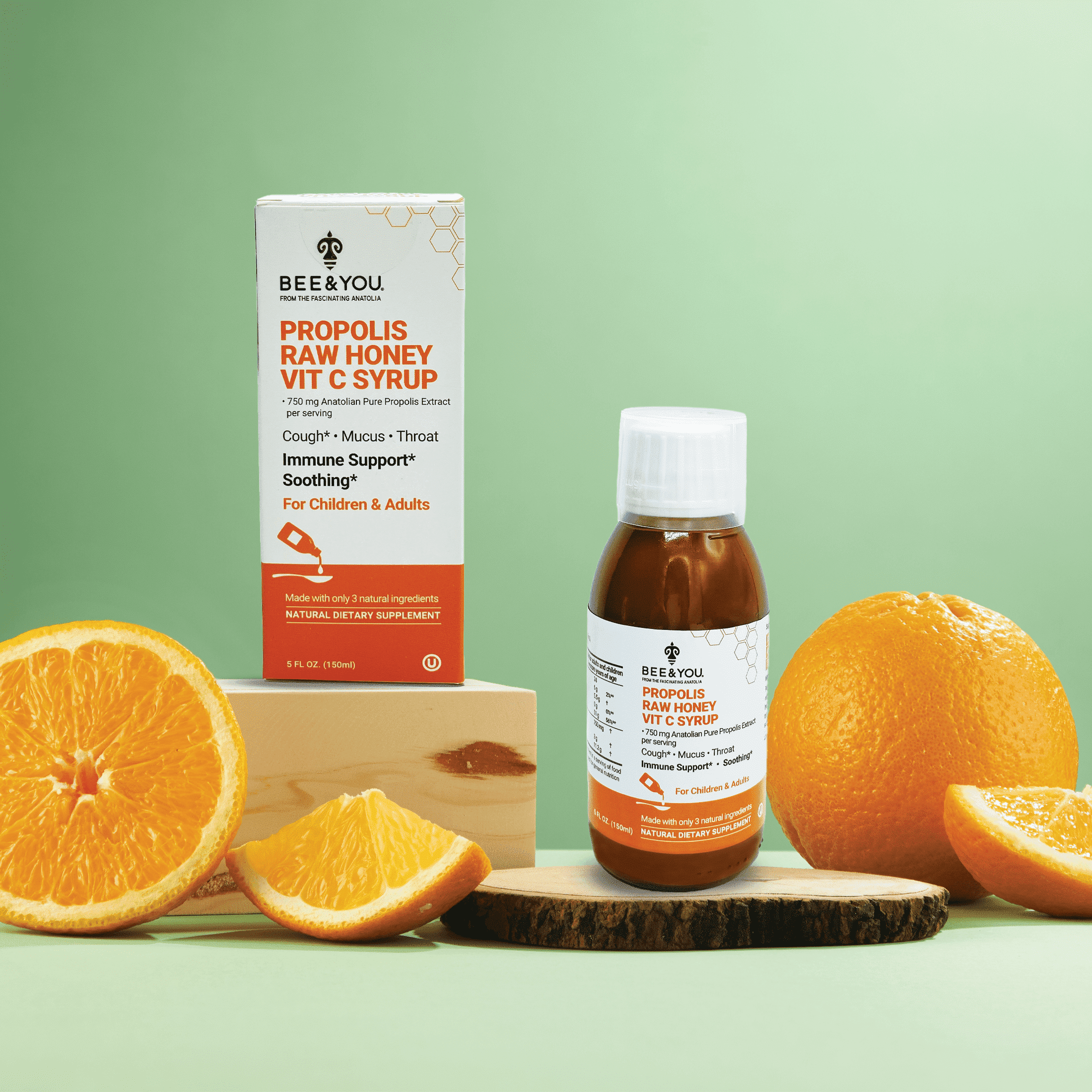 BEE&YOU Propolis, Honey Cough Syrup, Vitamin C, Throat Soothing, Manuka ...