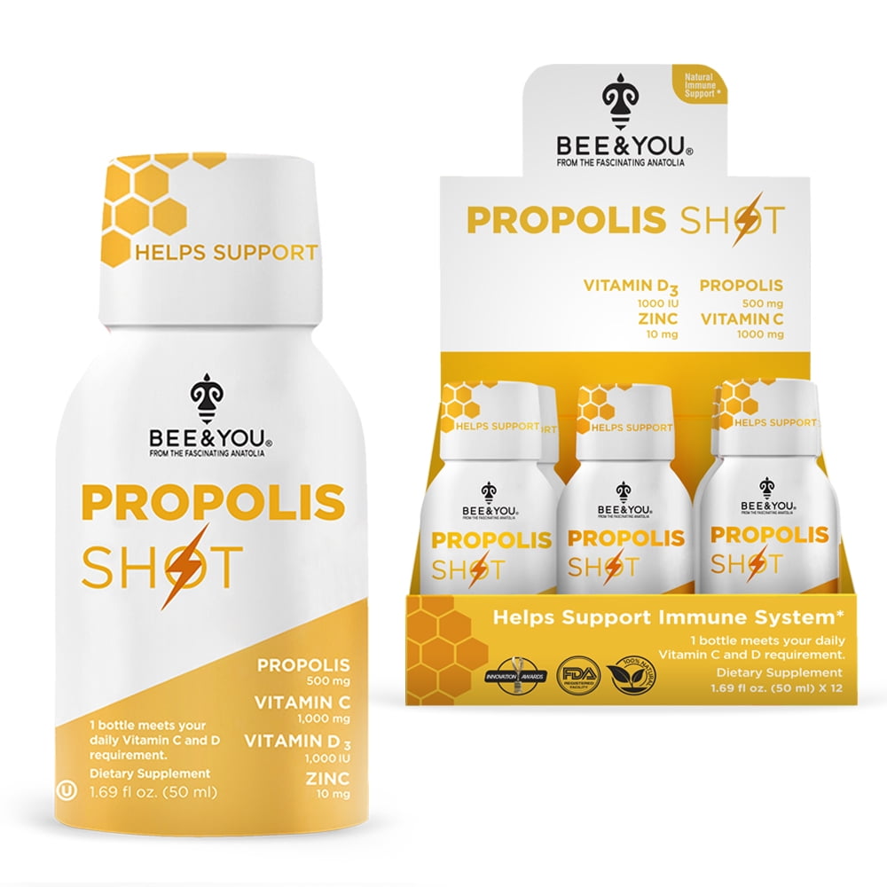 BEE & YOU Immunity Booster Shots, Propolis Supplement with Vitamins C ...