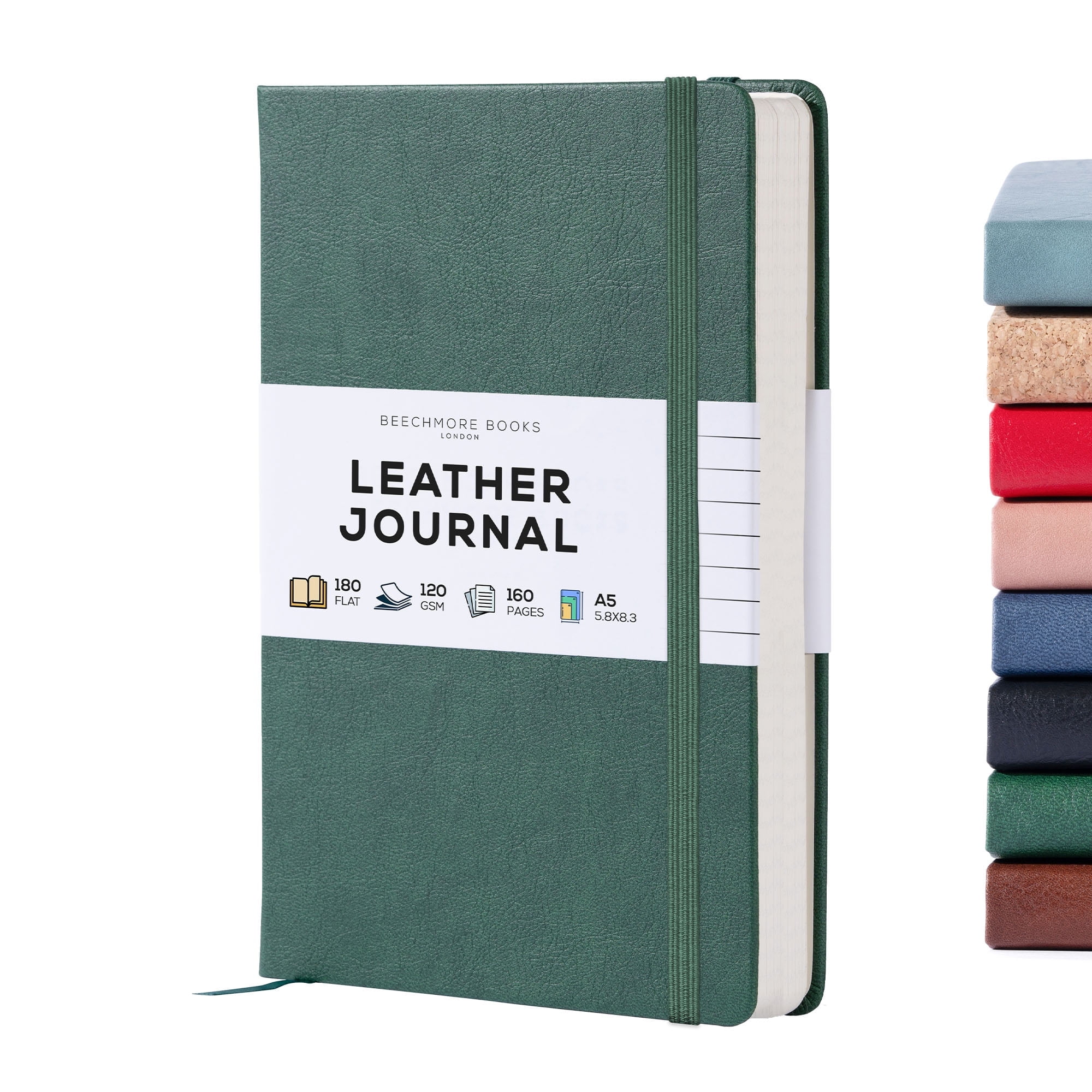 BEECHMORE BOOKS A5 Leather Journal, 5.8x8.3in, 160 Lined Pages ...