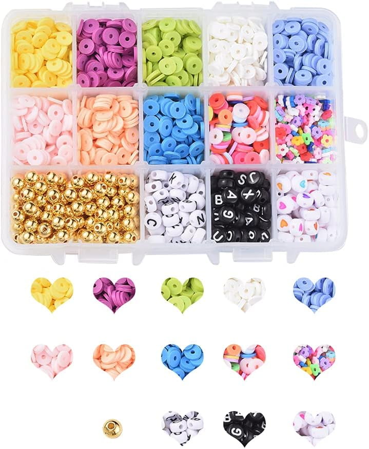 BEEFLYING Mixed Polymer Clay Heishi Beads Rainbow Flat Round Disc Clay ...