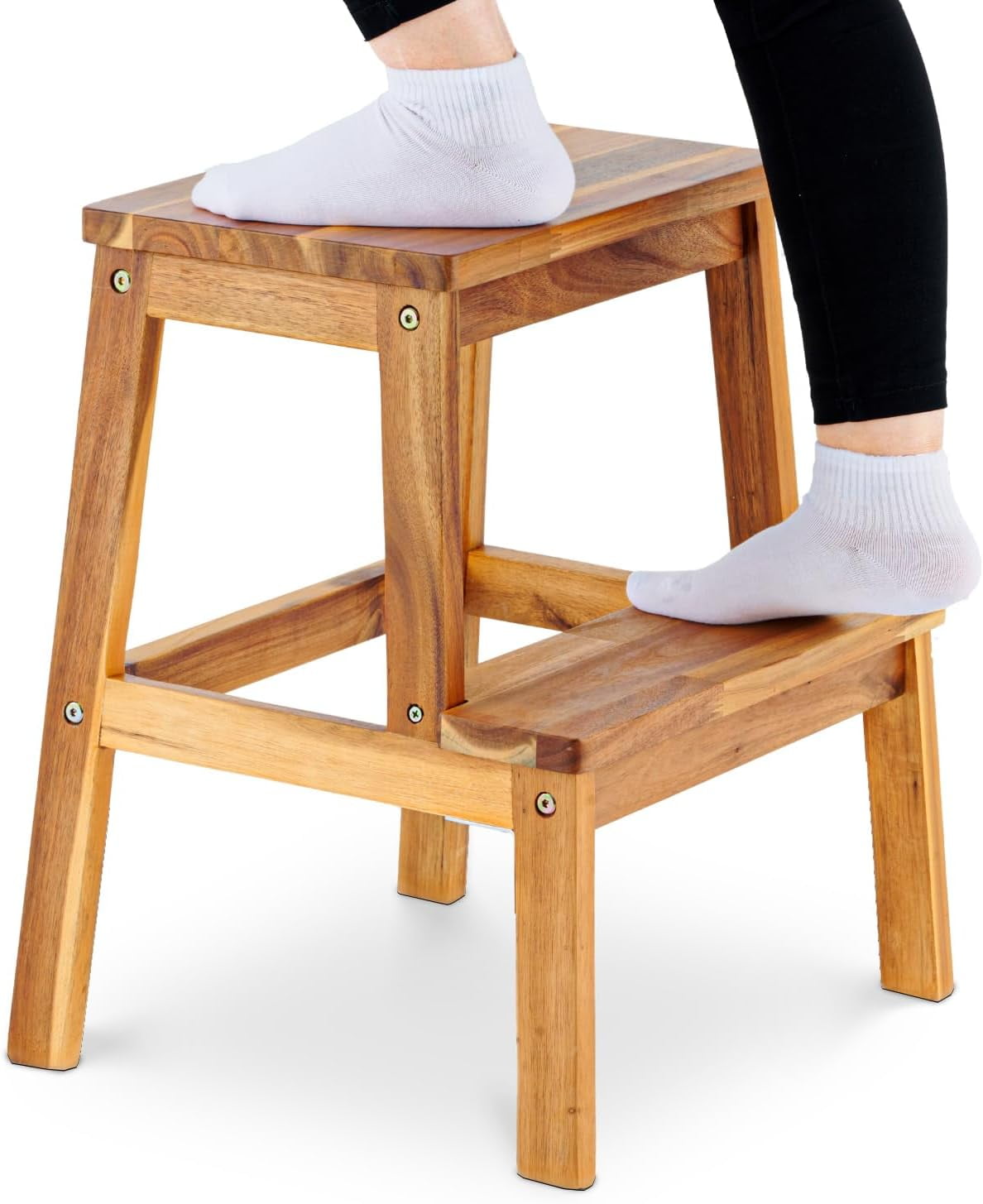 BEEFURNI 2 Step Wood Stool, Wooden Step Stools for Adults & Kids 350 ...