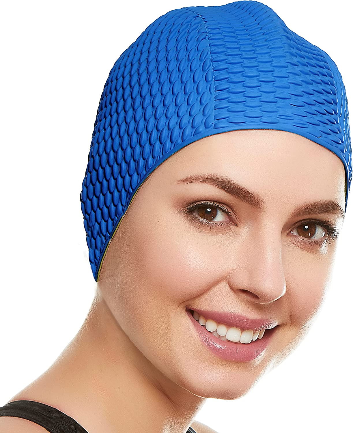 BEEMO Women’s Latex Swim Cap – Rubber Bathing Hat - Soft Comfortable ...