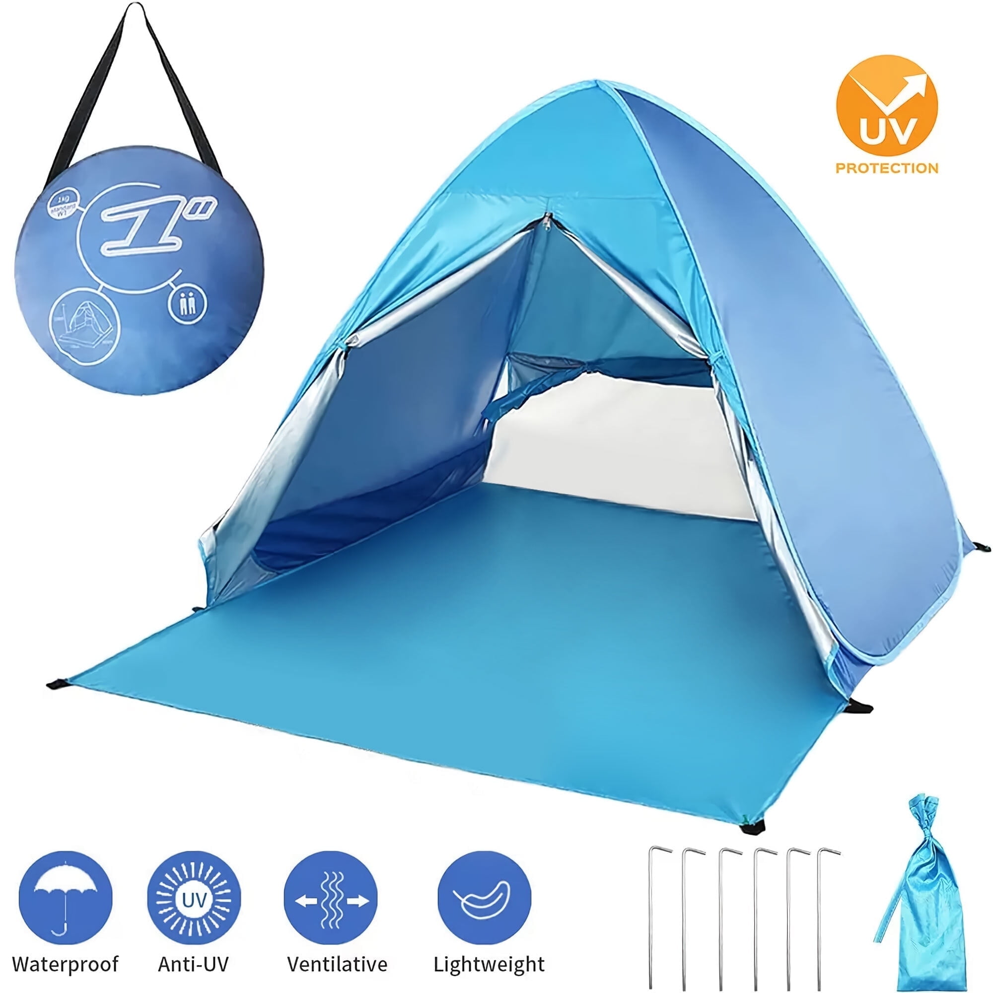 BEEPRINCESS Anti-UV, Windproof Beach Tent, 2-3 Person, Pop Up Sun ...