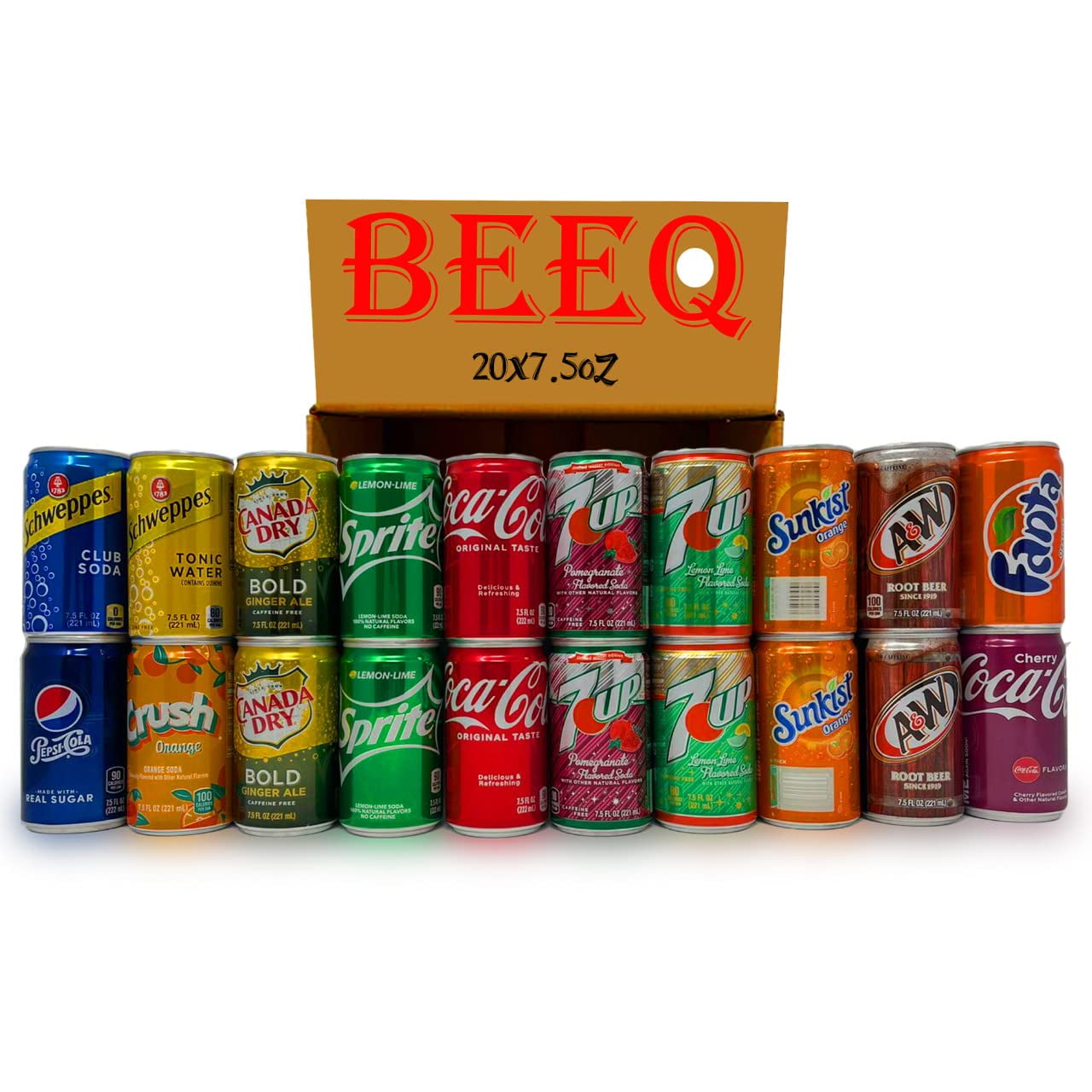 BEEQ- Pack of (20) Mini Soda Variety Pack| Multi Flavor Soft Drink ...