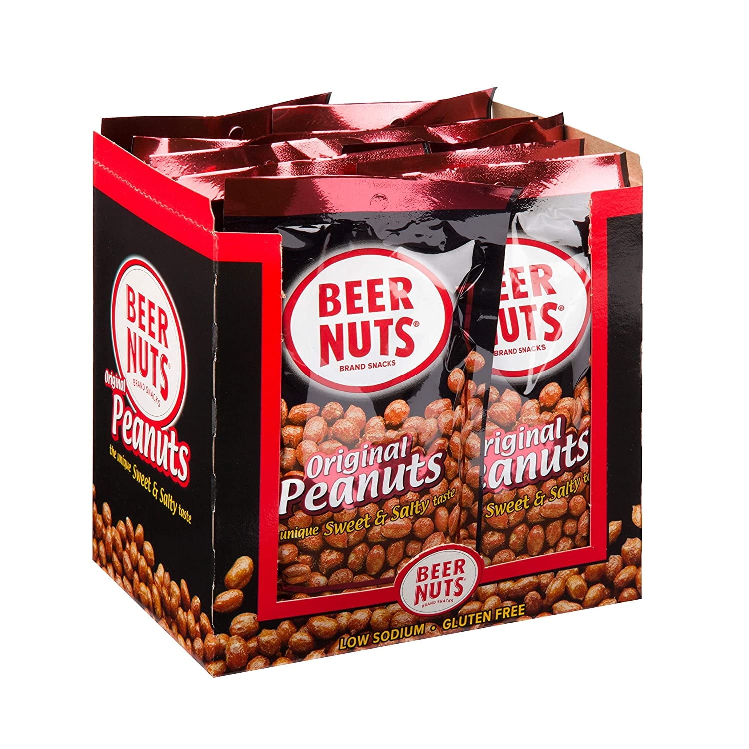 BEER NUTS Original Peanuts, Single Serve Size Snack Packages, 5.5 oz ...