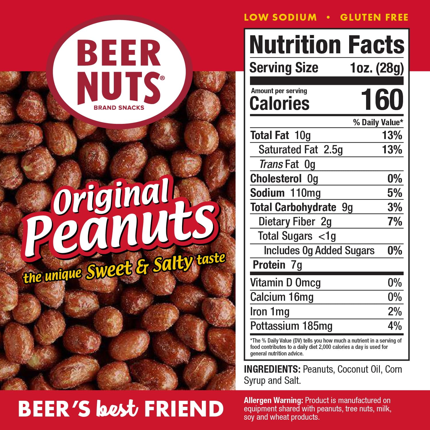 BEER NUTS Original TWE5 Peanuts - Sweet & Salty Bar Nuts - Gluten Free ...