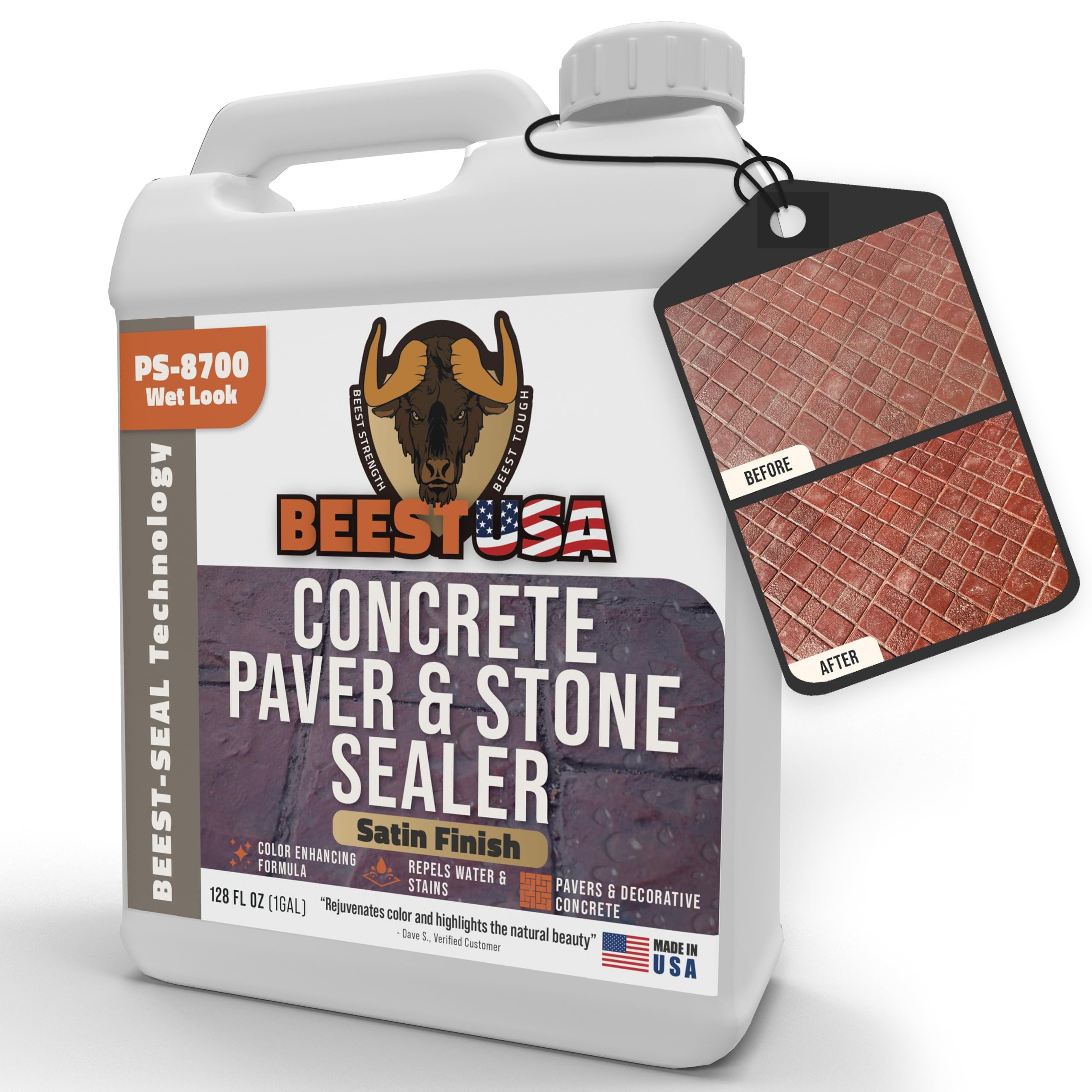 BEEST Paver Sealer - Wet Look Satin Finish Stone Sealer & Stamped ...