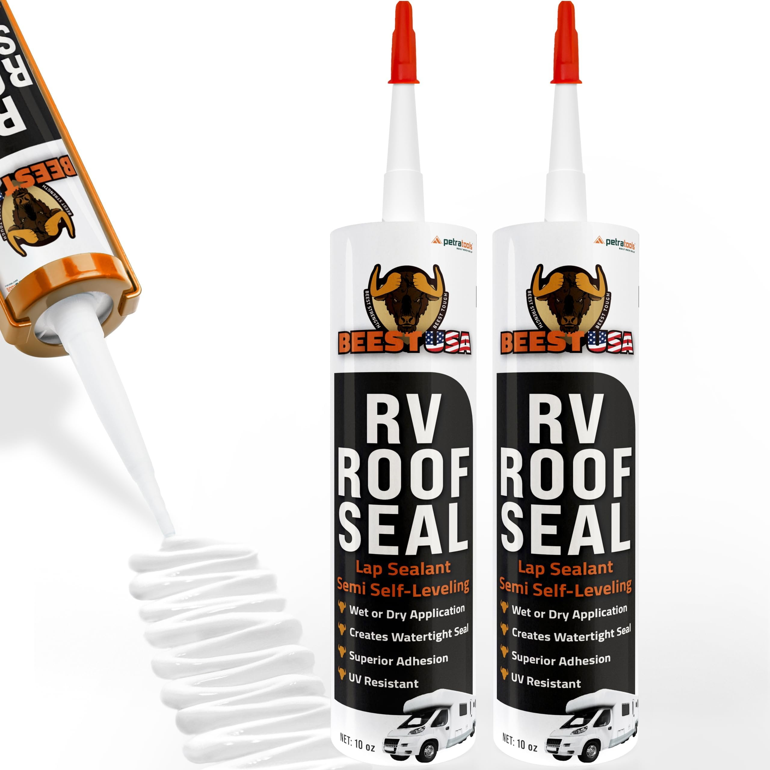 BEEST Semi Self-Leveling RV Roof Sealant - 2 Pack of Camper Roof Sealant - Liquid Roof Patch ...