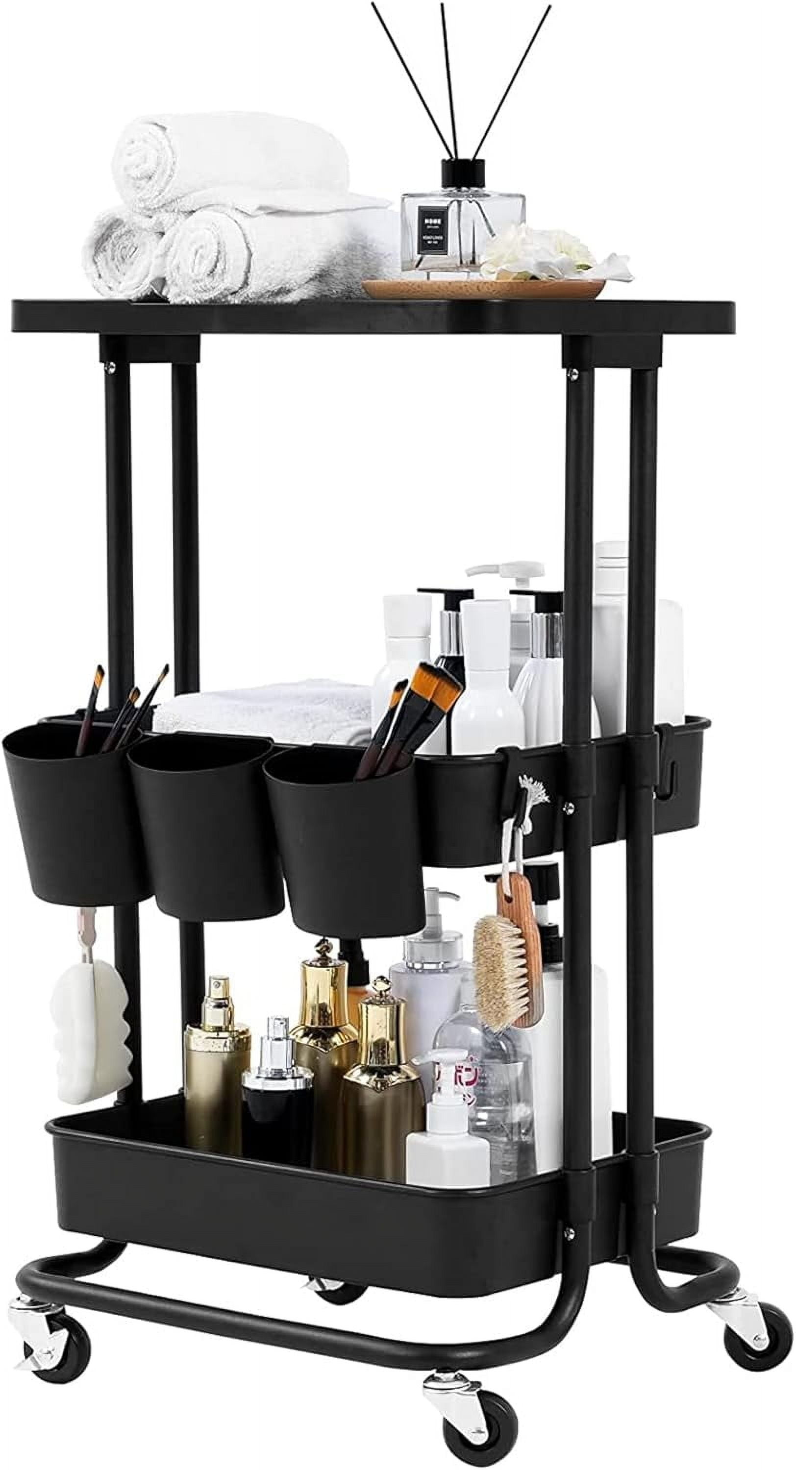 BEEY Storage Cart, 3 Tier Rolling Carts with Wheels, Rolling Utility ...
