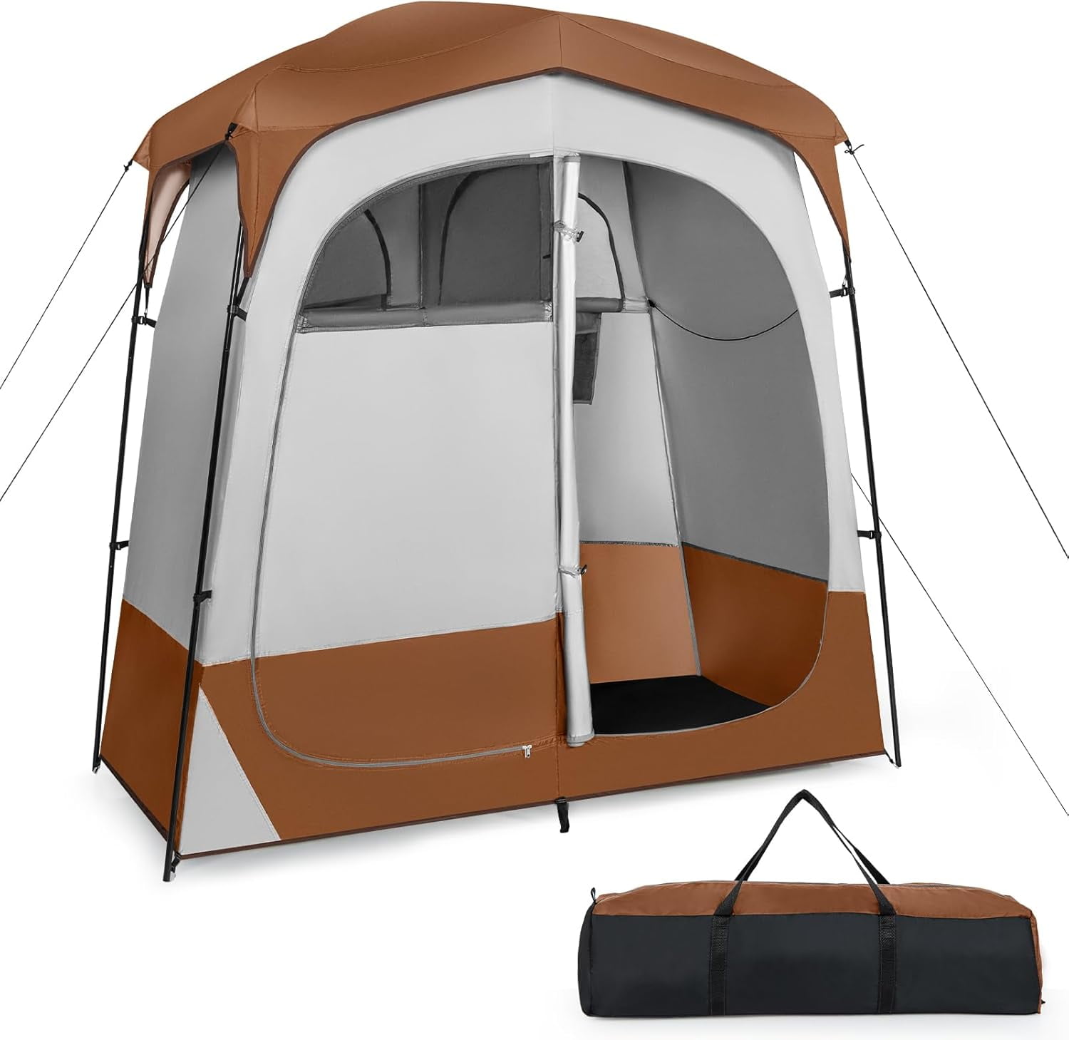 BEEYLA 2 Room Shower Tent, Portable Camping Changing Tent with Floor ...