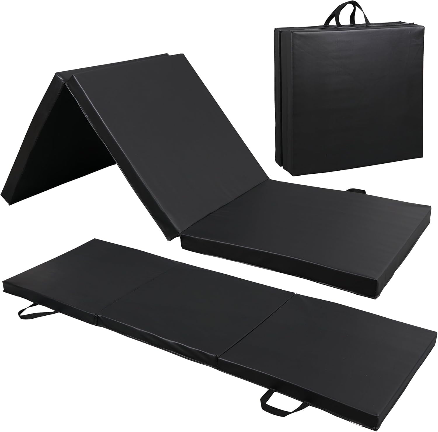 BEEYLA 2 Thick Tri-fold Folding Gym Exercise Mat Extra Thick Gymnastics ...