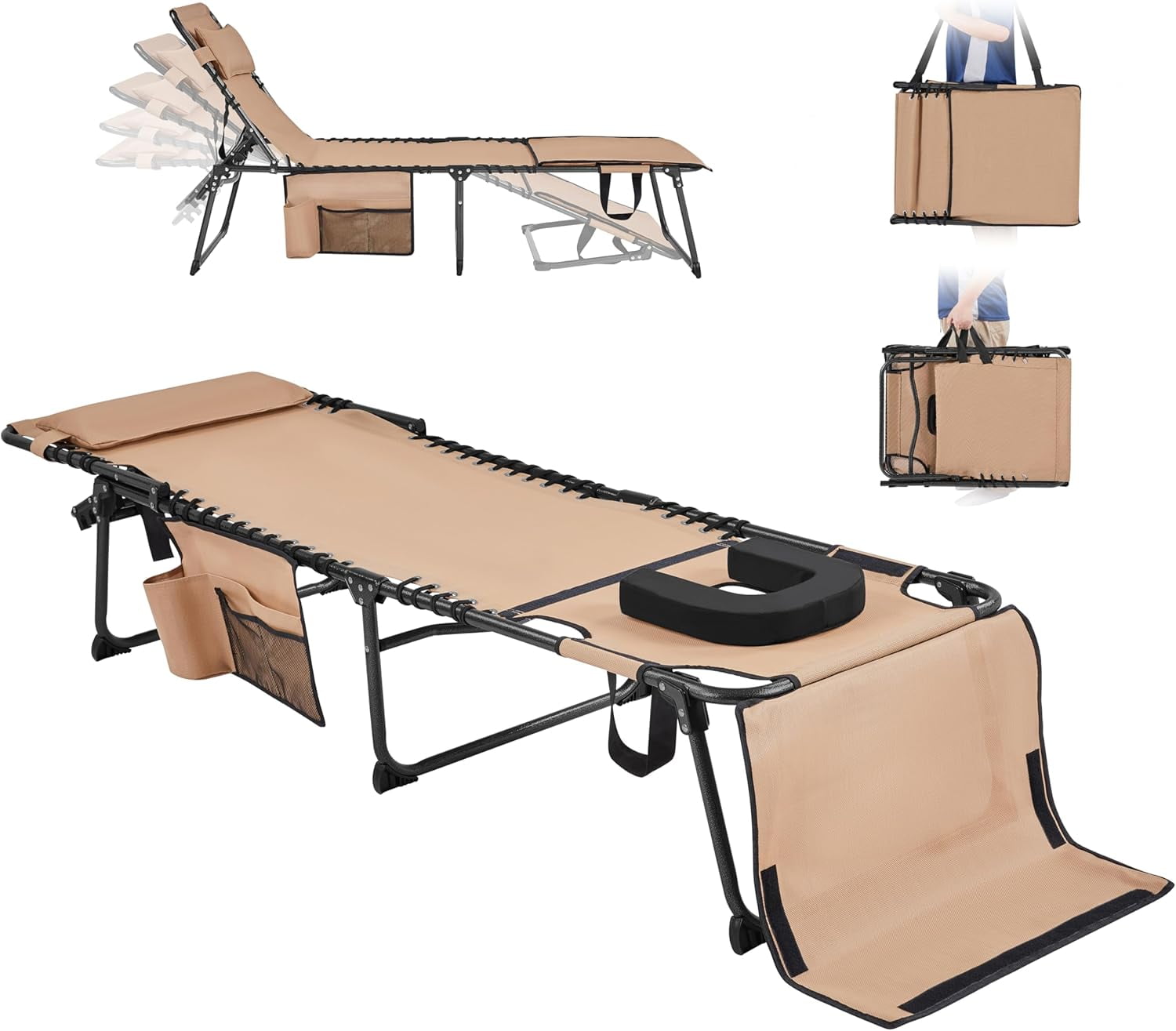 BEEYLA 22.4" Tanning Chair with Face Hole, Adjustable 5-Position ...