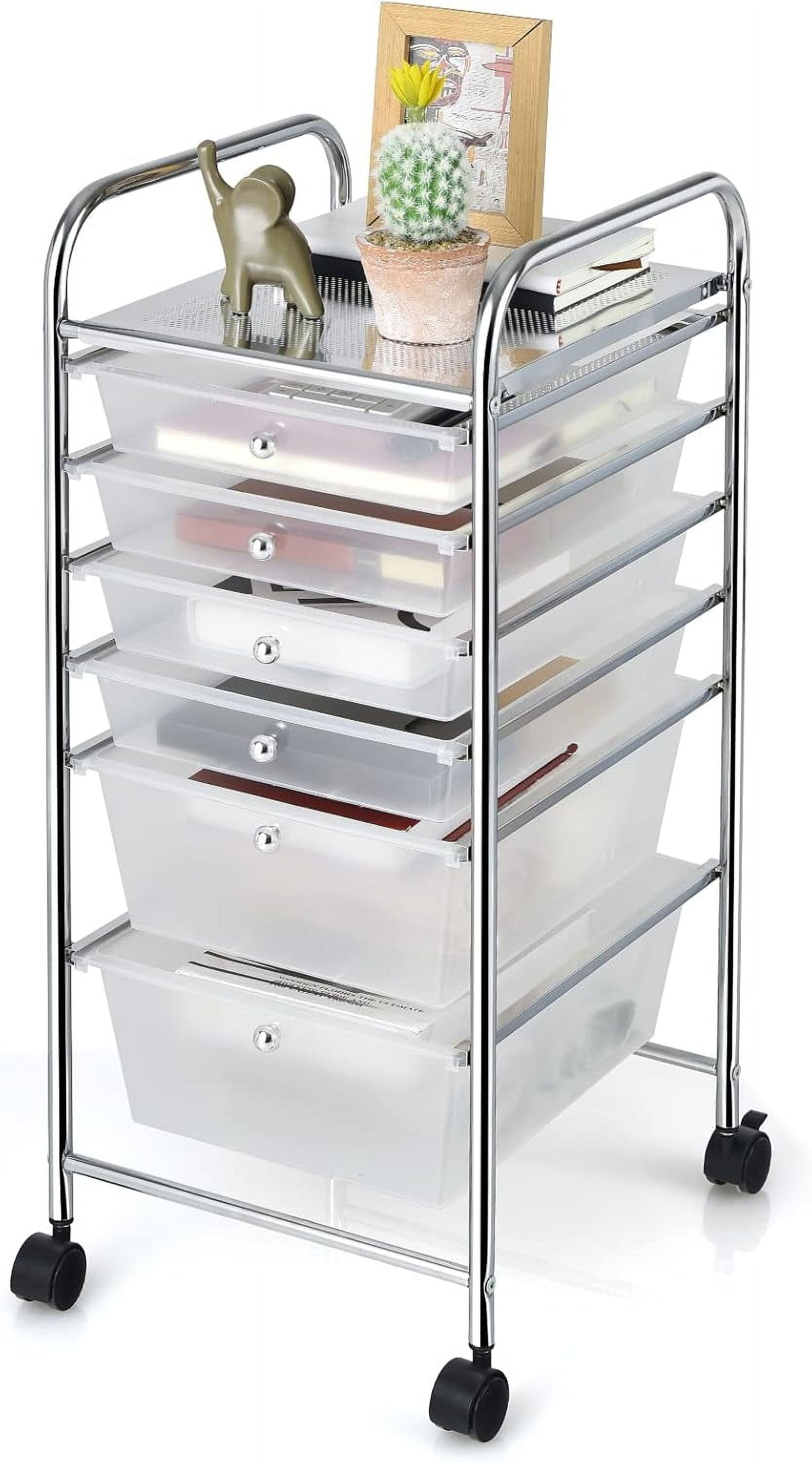 BEEYLA 6 Storage Drawer Cart Rolling Organizer Cart for Tools Scrapbook ...