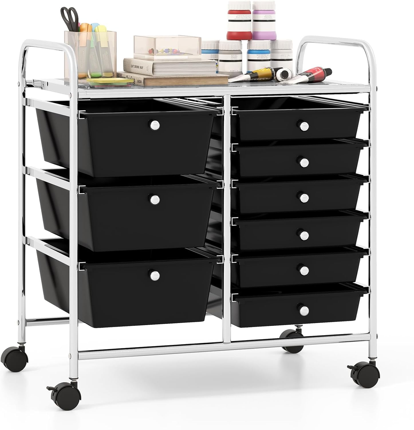BEEYLA 9 Drawers Rolling Cart, Classroom Organizers, Storage Cart with ...