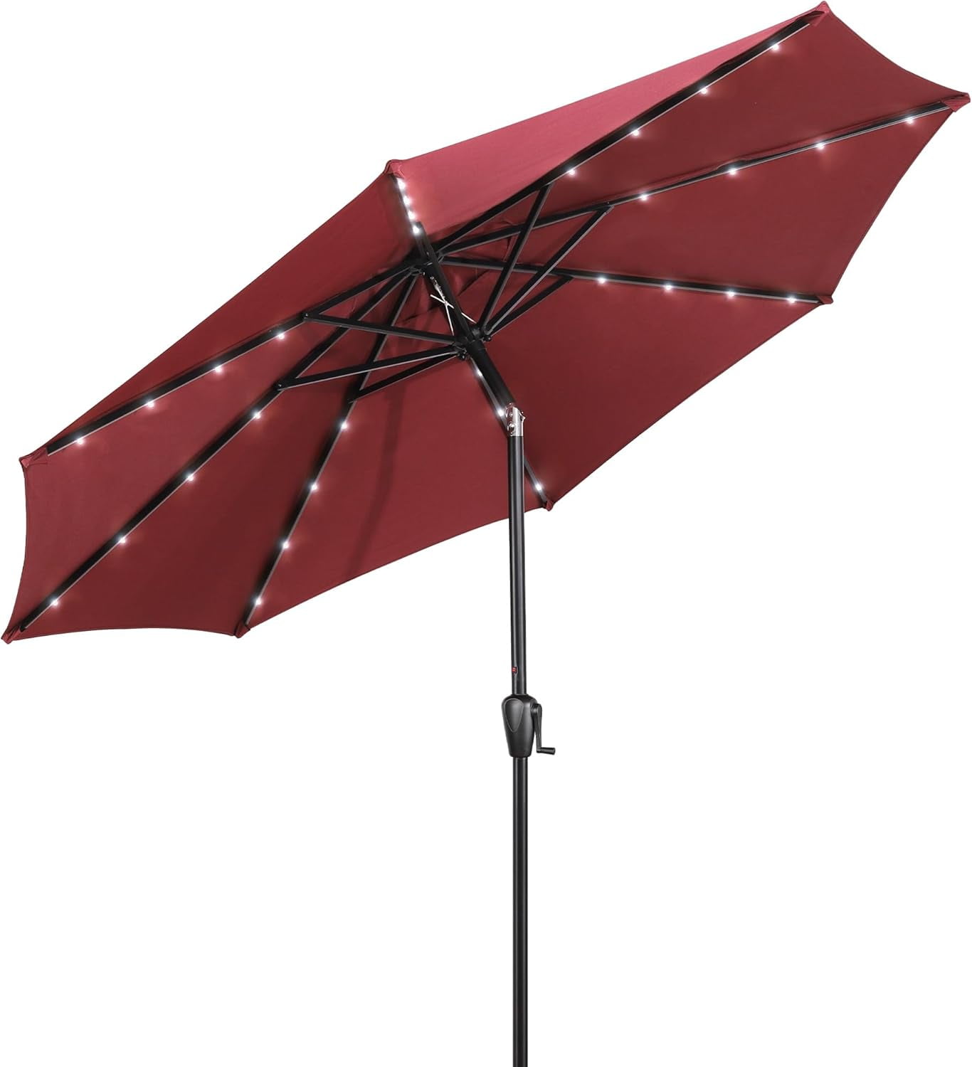BEEYLA 9 Round Patio Umbrella with 32 Solar Powered LED Lights, Push ...