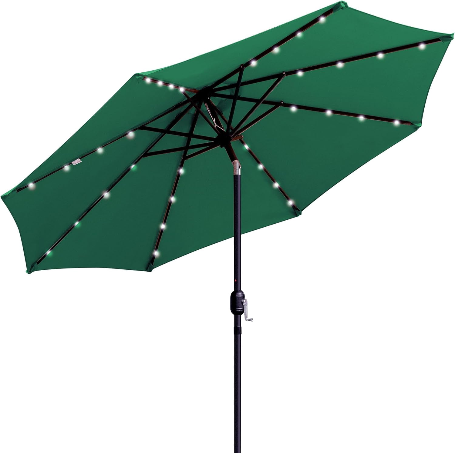 BEEYLA 9 Round Patio Umbrella with 32 Solar Powered LED Lights, Push ...