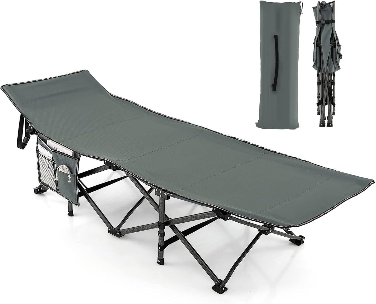 BEEYLA Camping Cot, 600 LBS Heavy Duty Sleeping Cot w/Ergonomic Incline ...