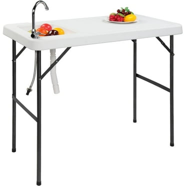 Topbuy Portable Fishing Fillet Prep Table with Rotatable Faucet, Sink ...
