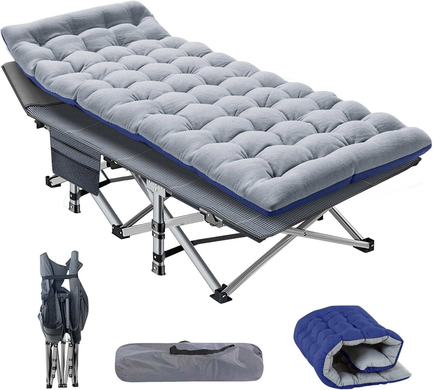 BEEYLA Folding Camping Cot for Adults, Heavy Duty Sleeping Cot with ...