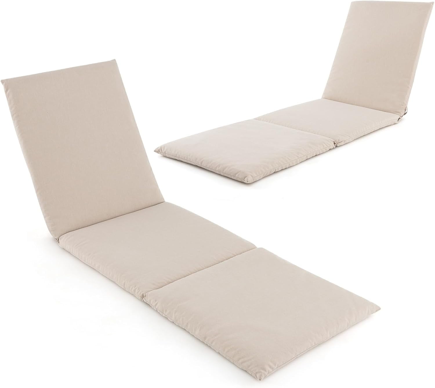 BEEYLA Outdoor Chaise Lounge Cushion, Patio Furniture Pad with Hook ...