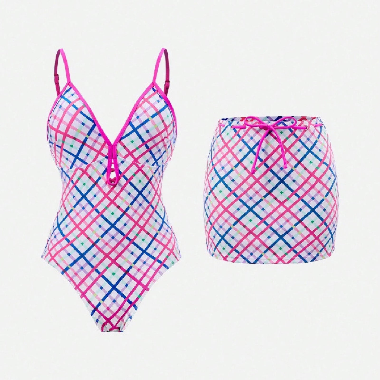 BEFOKA 2pc One Piece Swimsuit Women with Cover Up Set Retro Bathing ...