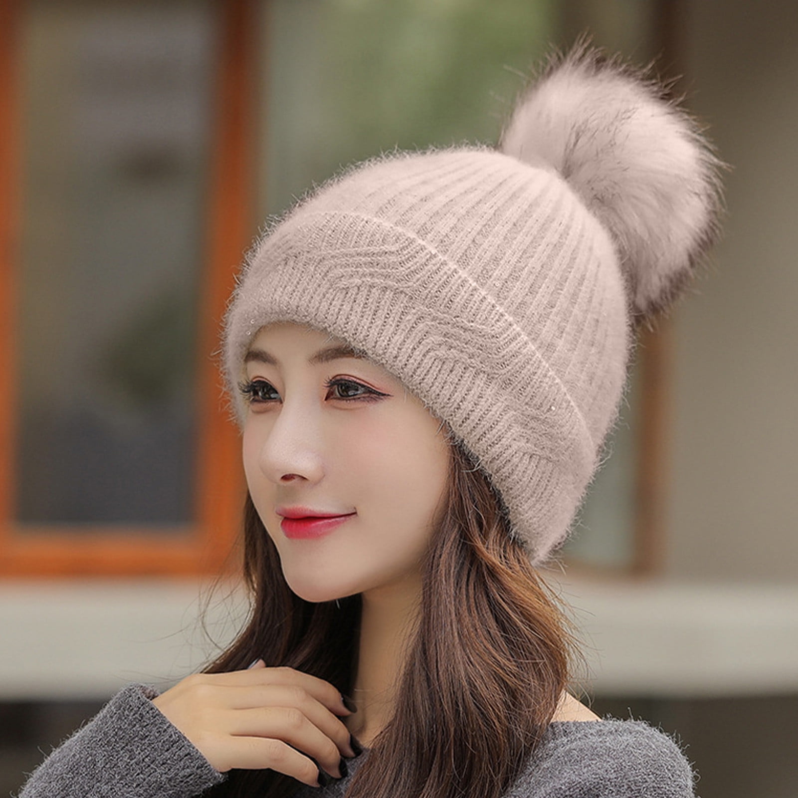 BEFOKA Chunky Wool Knit Skull Caps Beanie for Men Women Streetwear ...