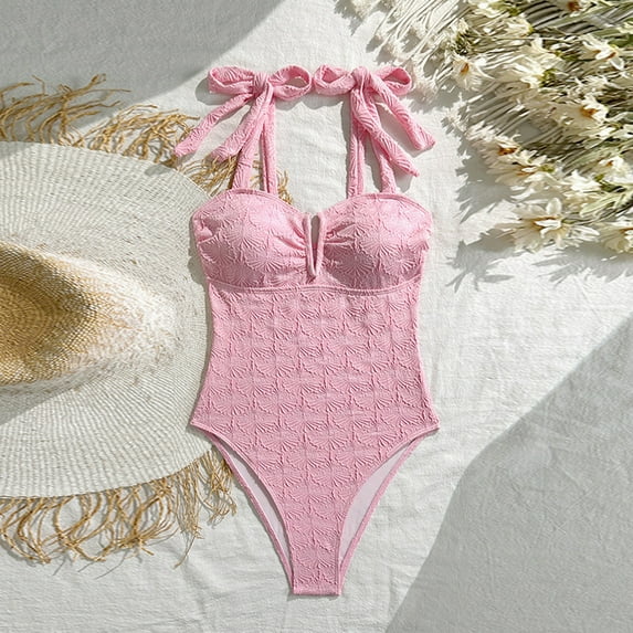 BEFOKA Cute One Piece Swimsuit For Women Halter V Neck Slimming Bathing ...