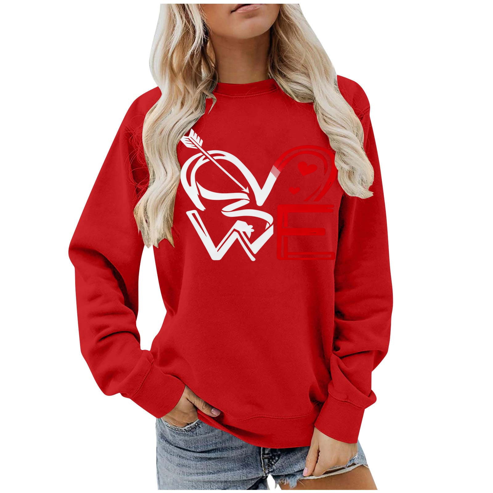 BEFOKA Long Sleeve Cute Shirts For Women Valentine'S Day Crew Neck ...