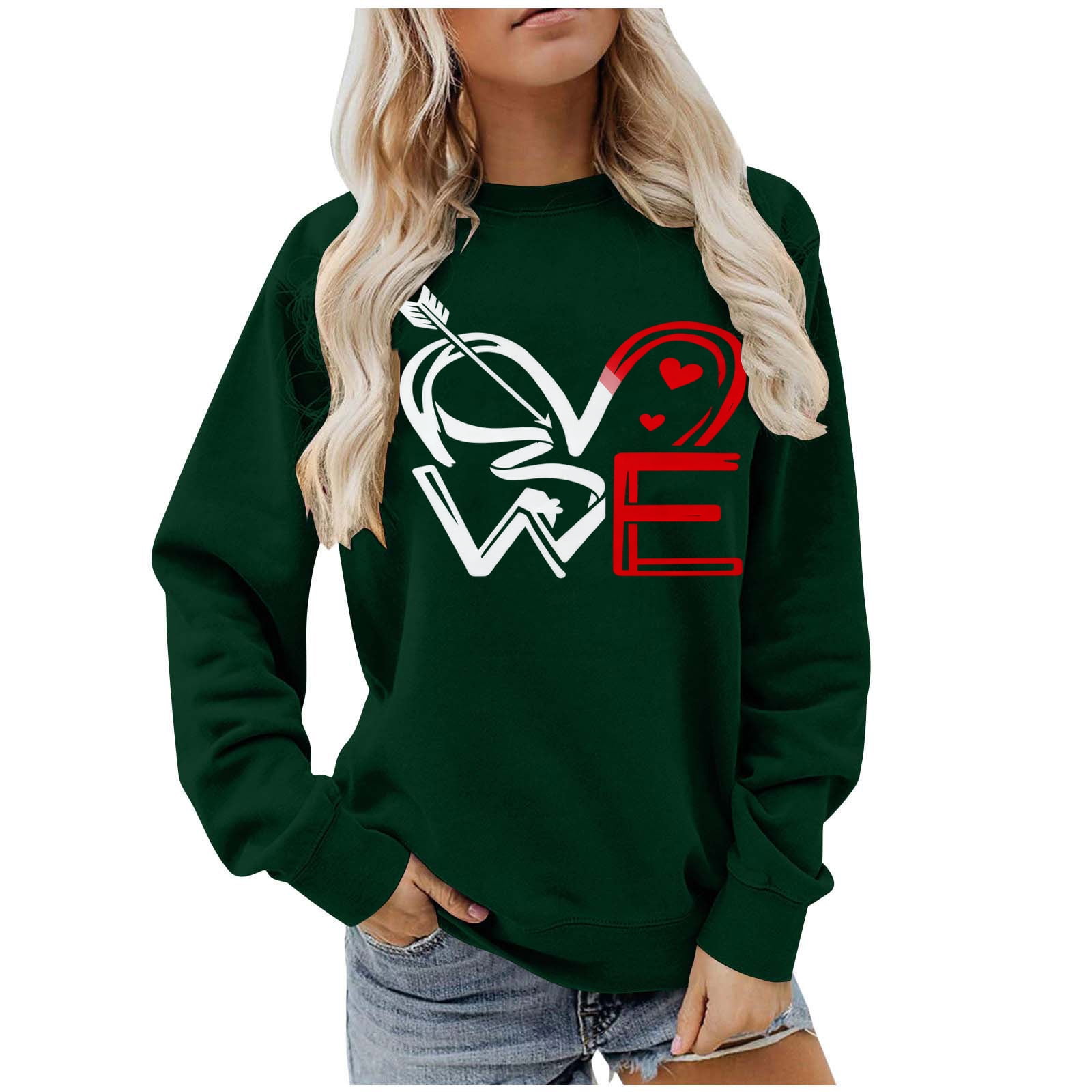 BEFOKA Long Sleeve Cute Shirts For Women Valentine'S Day Crew Neck ...