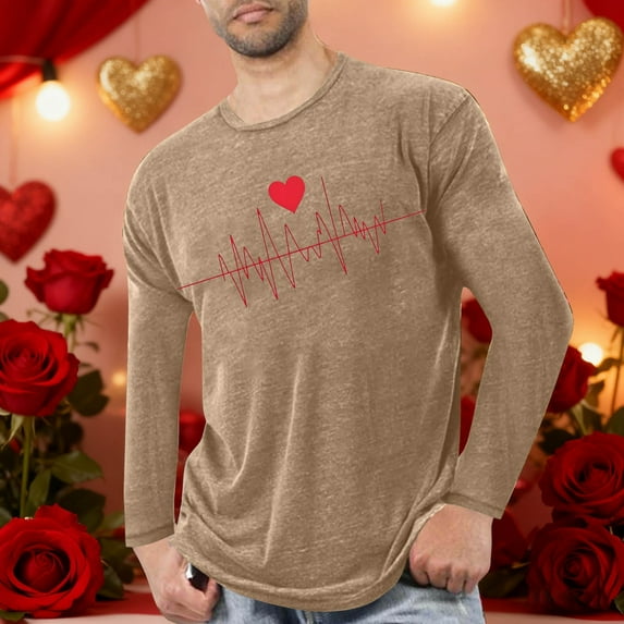 BEFOKA Men'S Long Sleeve Tee Shirts Crew Neck Sweatshirt For Mens Love ...