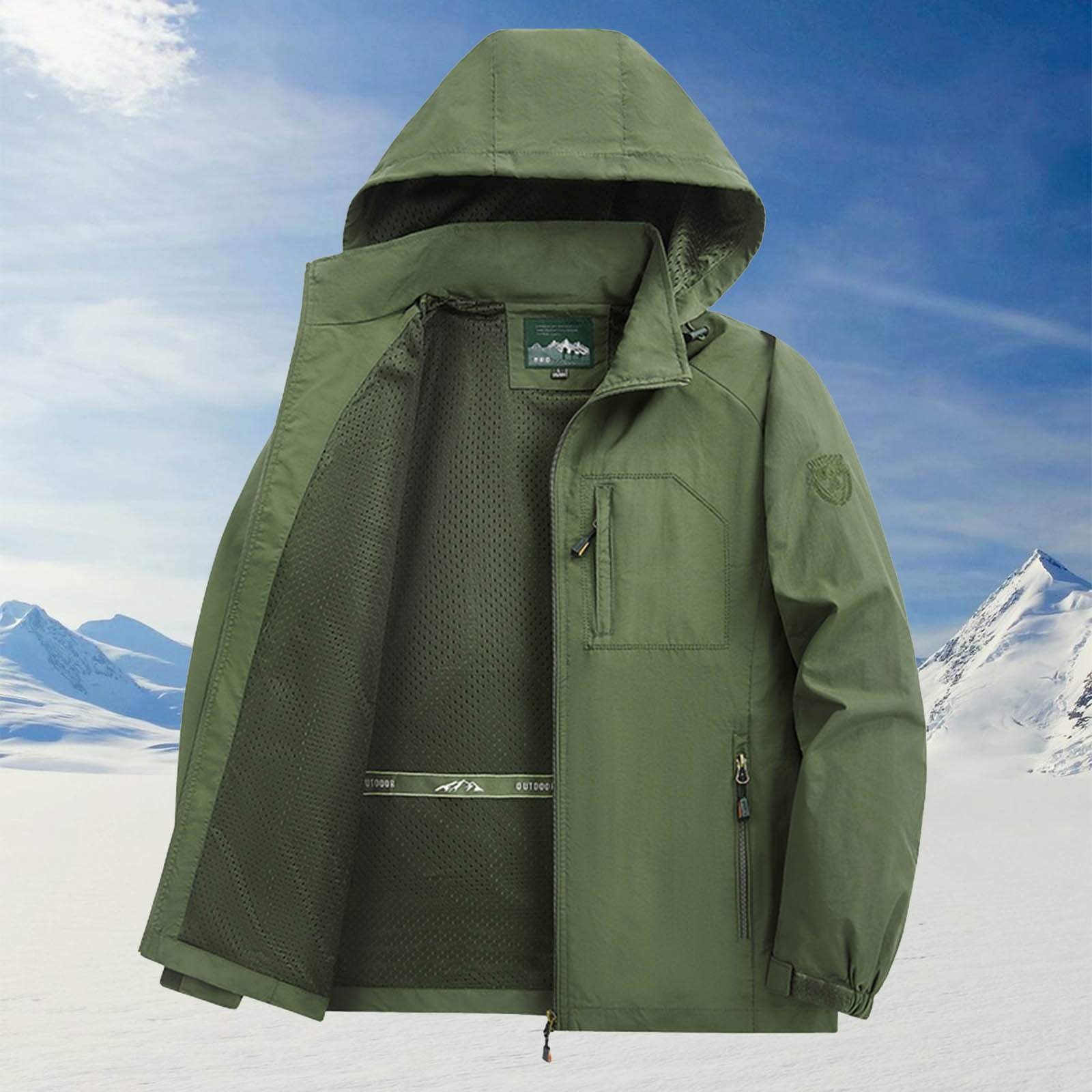 BEFOKA Men's Fall Jackets Waterproof Jacket Mesh Lining Rain Coat with ...