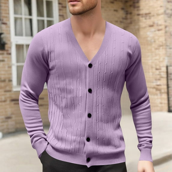 BEFOKA Men's Knit Jacket Button Up Cardigan Sweaters Regular Fits ...