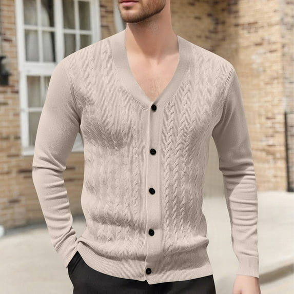BEFOKA Men's Knit Jacket Button Up Cardigan Sweaters Regular Fits ...