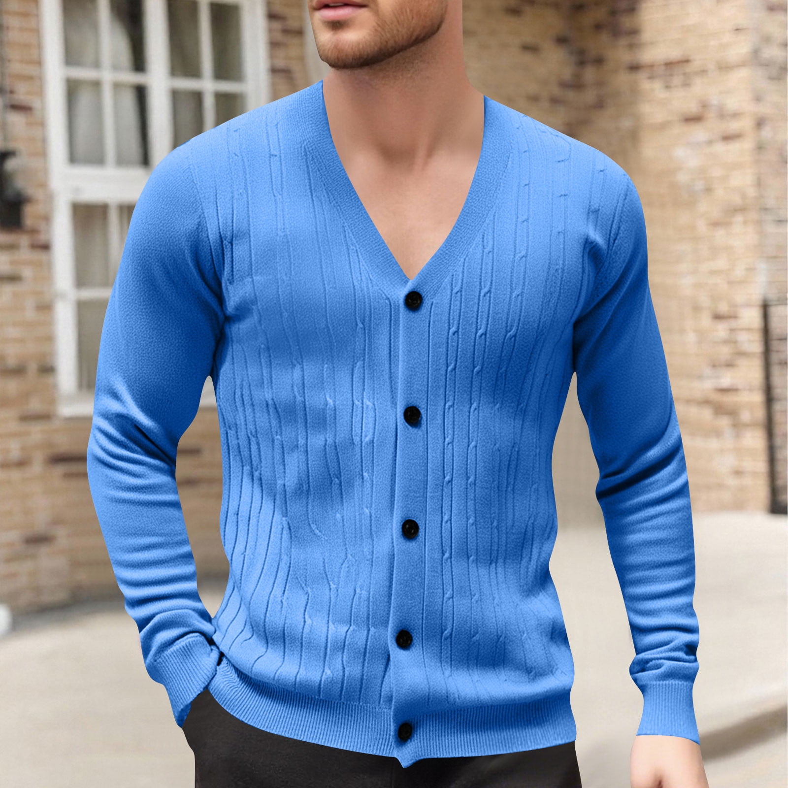 BEFOKA Men's Knit Jacket Button Up Cardigan Sweaters Regular Fits ...