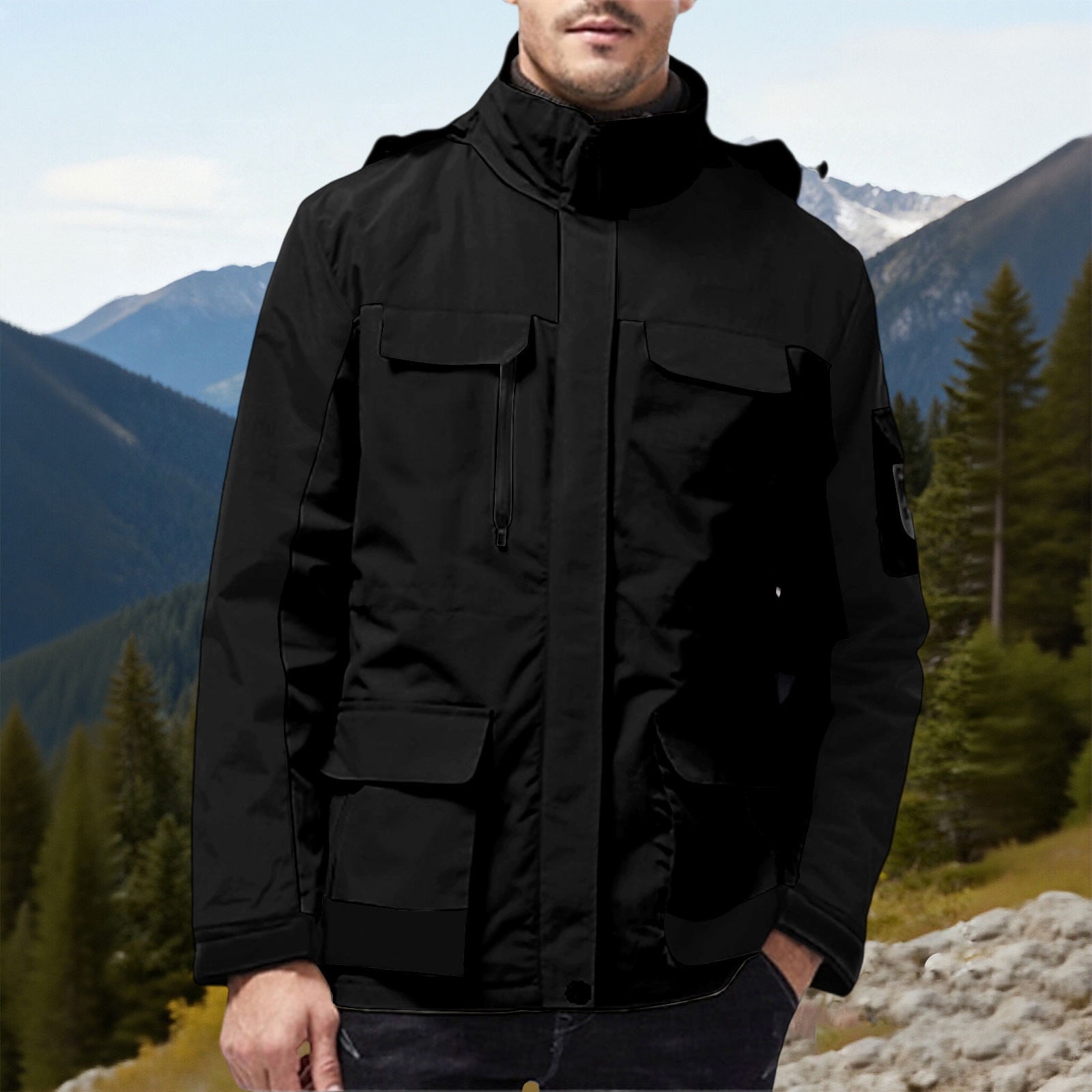 BEFOKA Men's Waterproof Jacket Rain Coat with Hood Fall Jackets for Men ...