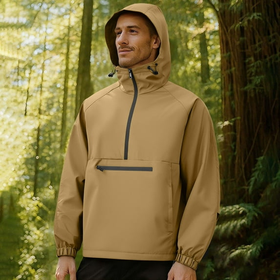 BEFOKA Men's Waterproof Jacket Rain Coat with Hood Fall Jackets for Men ...