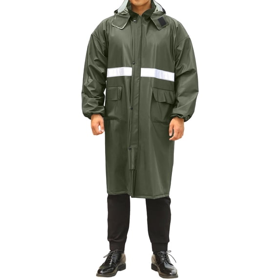 BEFOKA Mens Long Safety Rain Coats Waterproof Packable Rain Jacket with ...