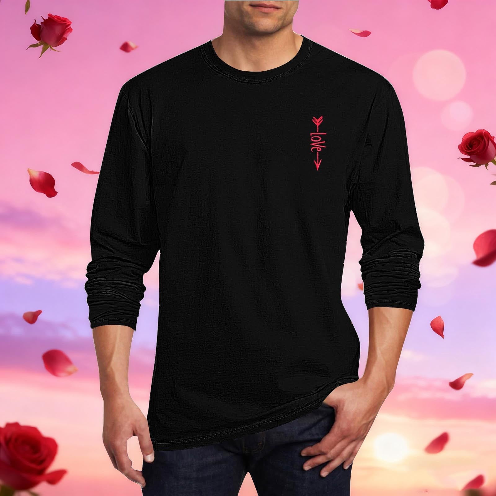 BEFOKA Mens Long Sleeve Shirt Crewneck Sweatshirt Valentine'S Day ...